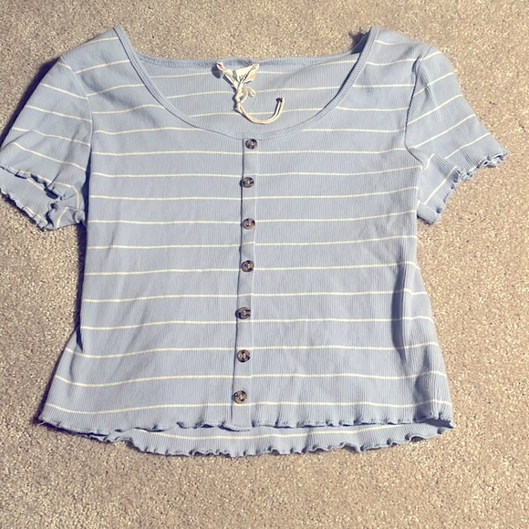 Pink Rose | Tops | Cute Blue Crop Top | Poshmark